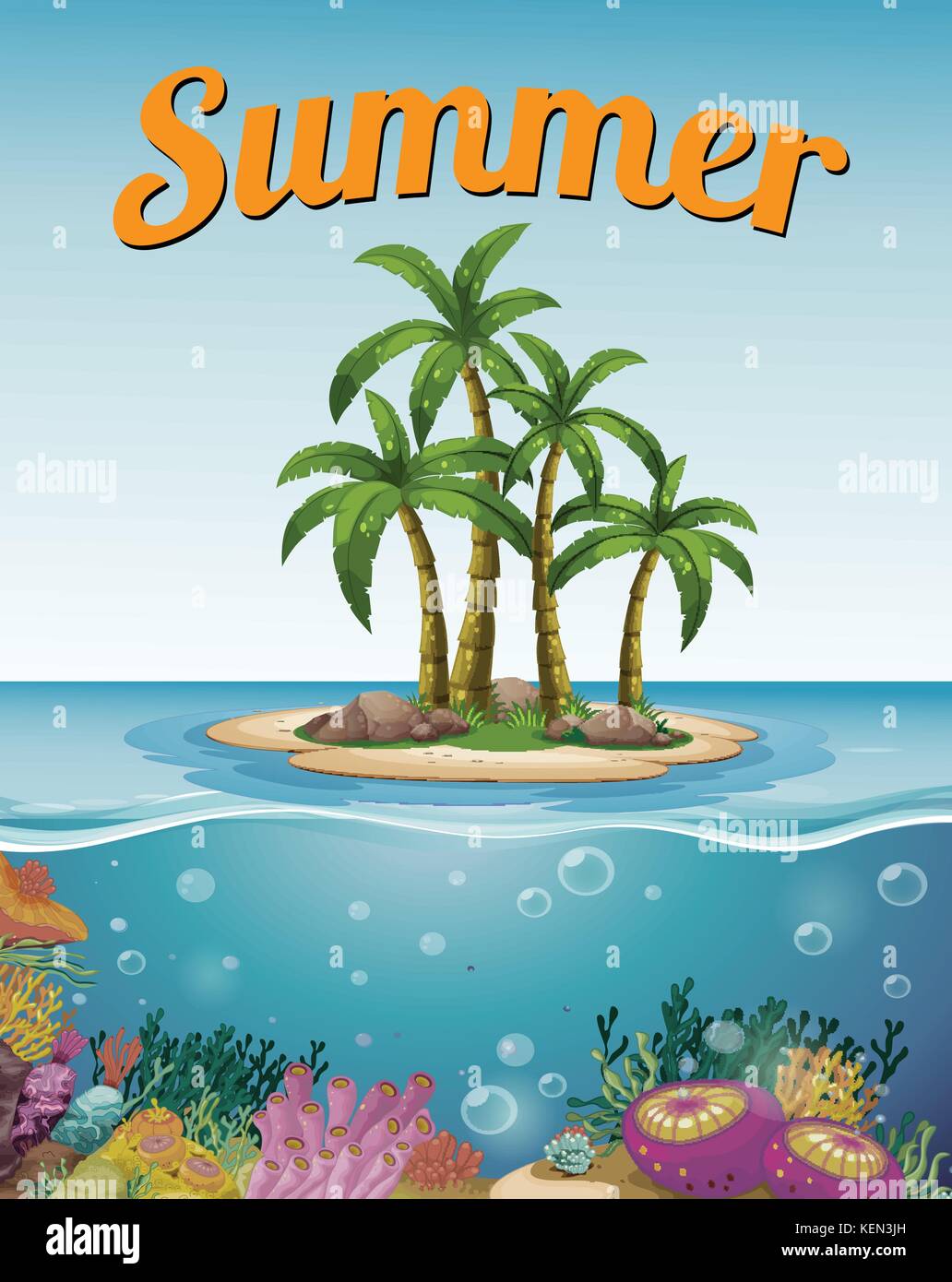 Summer postcard with island and text Stock Vector Image & Art - Alamy