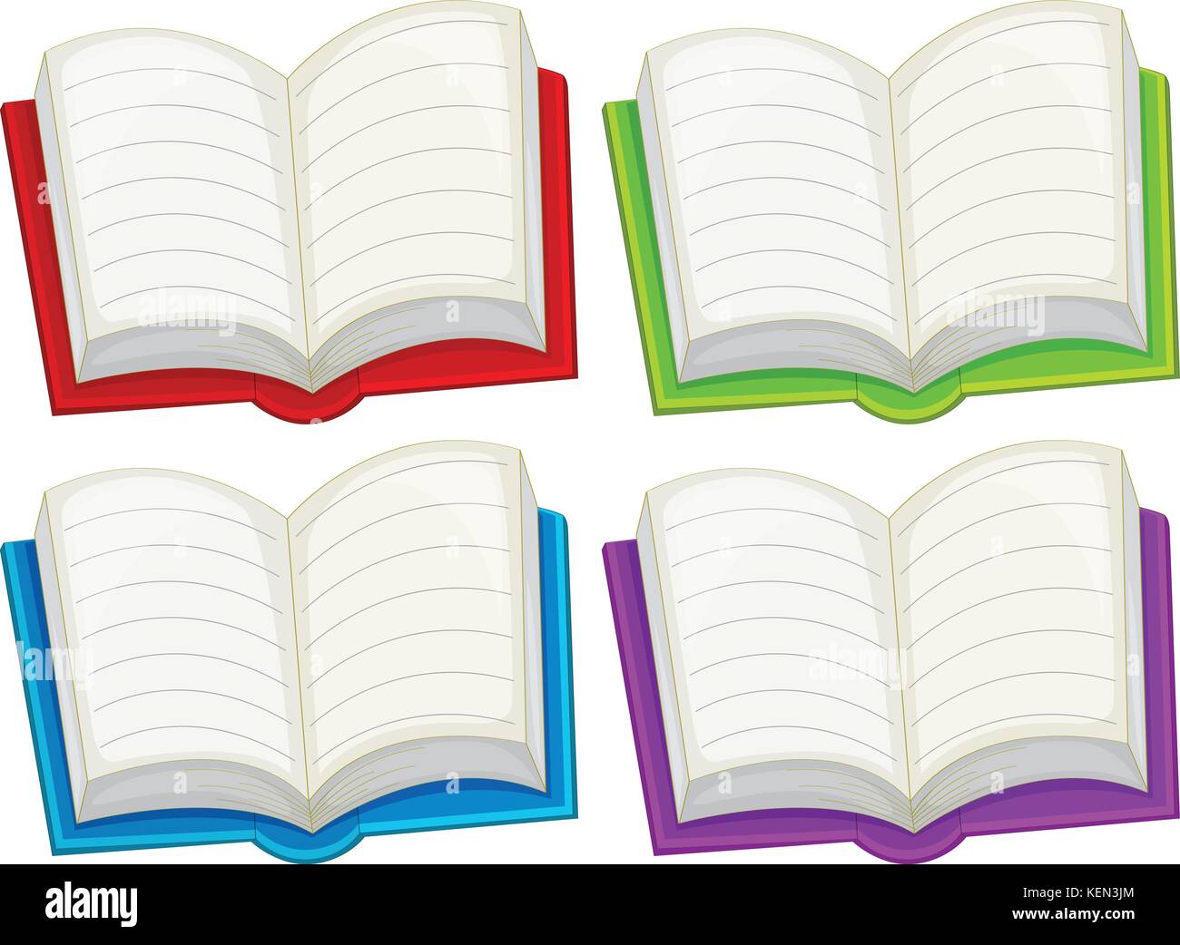 Illustration of the colorful empty books on a white background Stock ...
