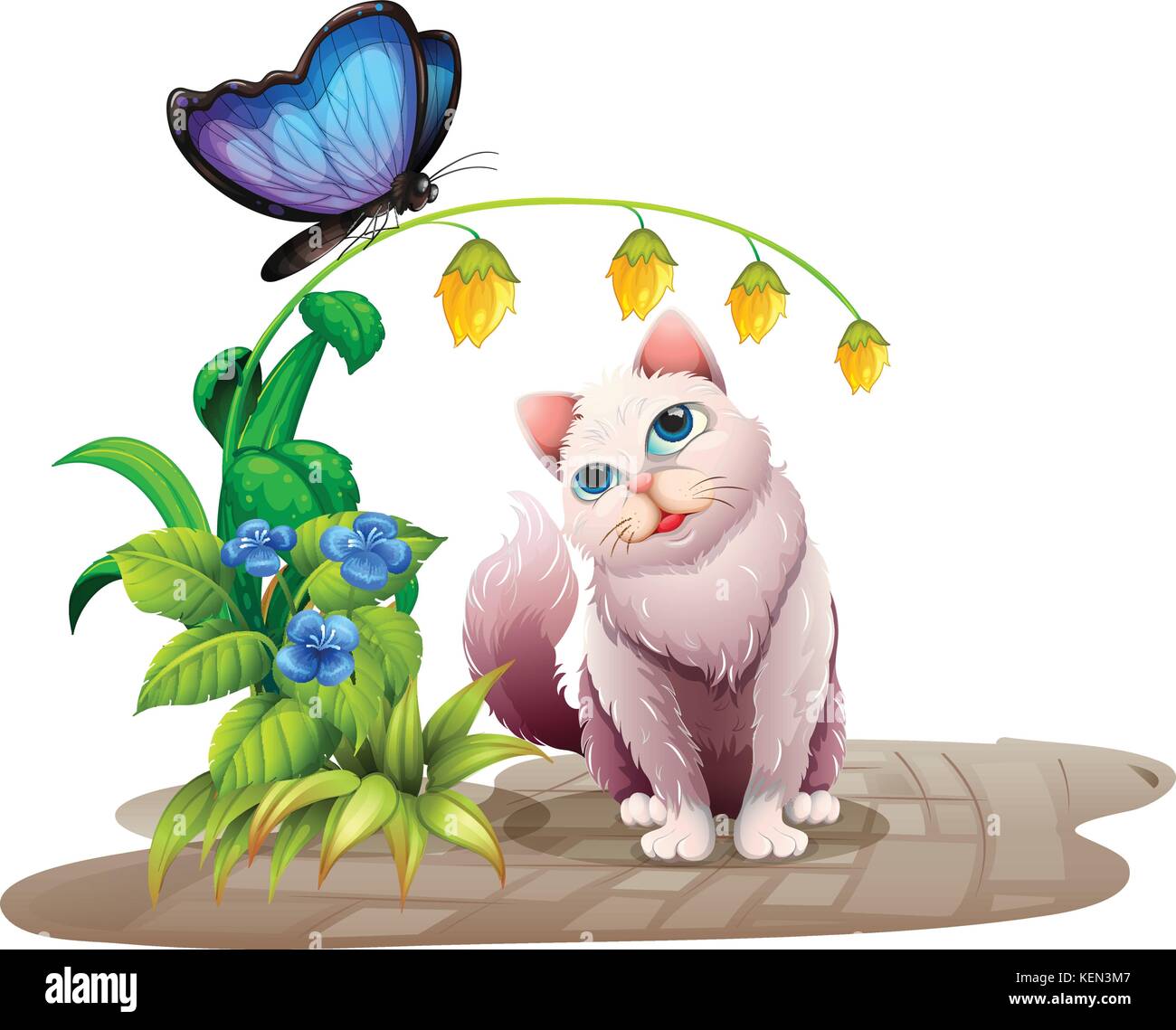 Illustration of a cat looking at butterfly Stock Vector Image & Art - Alamy