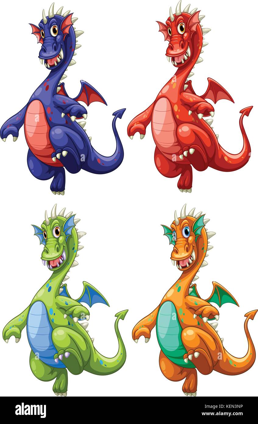 Illustration of a set of dragons Stock Vector Image & Art - Alamy