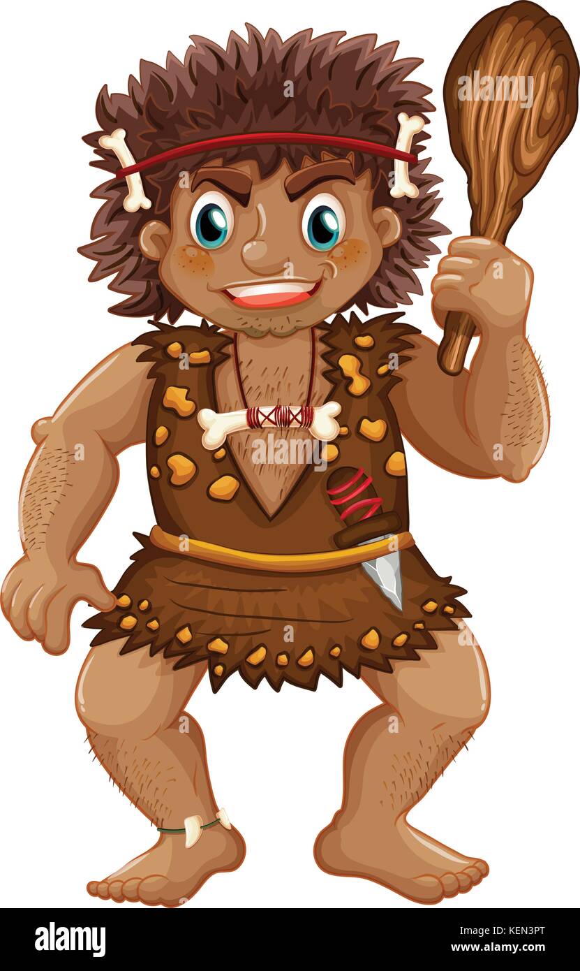illustration of a single caveman with stick Stock Vector Image & Art ...