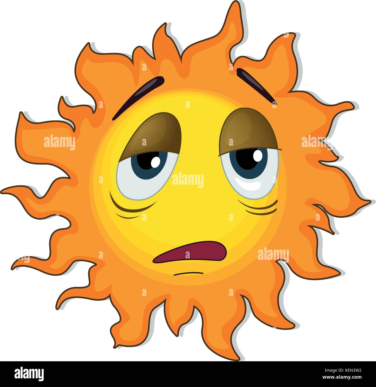Illustration of a tired sun on a white background Stock Vector Image ...