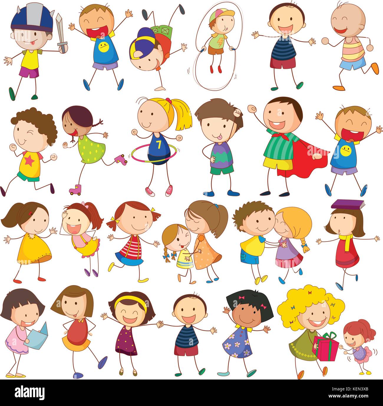 Illustration of many children in actions Stock Vector Image & Art - Alamy