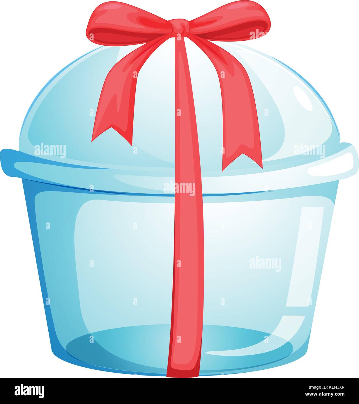 Illustration of an empty cupcake container with a red ribbon on a white ...