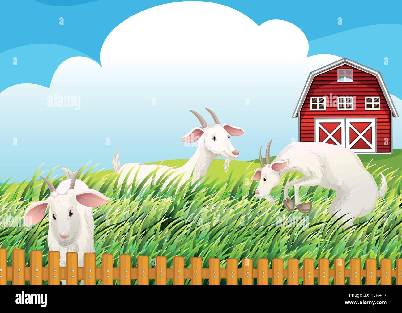 Illustration of a farm with three goats Stock Vector Image & Art - Alamy