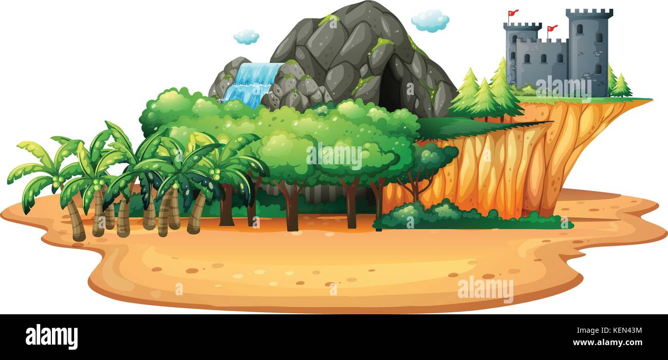 Illustration of an island with cave Stock Vector Image & Art - Alamy
