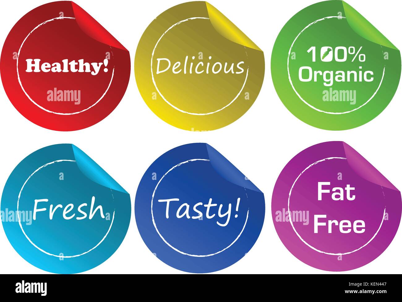Illustration of the food label stickers on a white background Stock ...