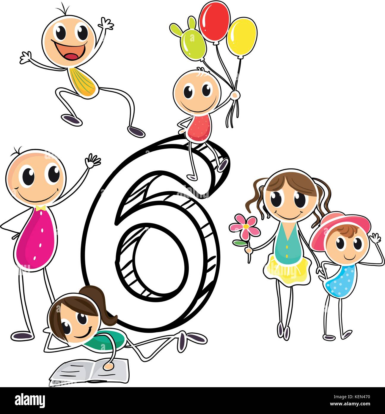 Flashcard of number six Stock Vector Image & Art - Alamy