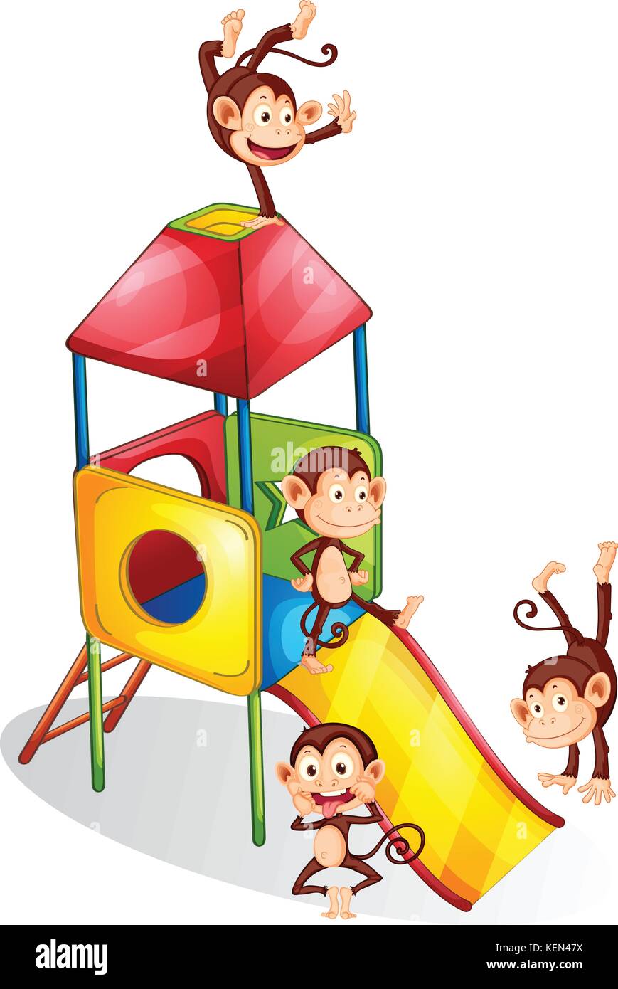 Illustration of many monkeys on a slide Stock Vector Image & Art - Alamy