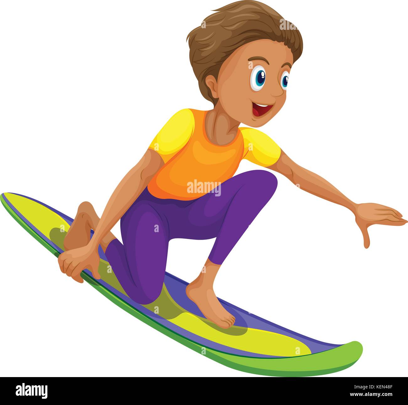 Kid Surfing Clipart