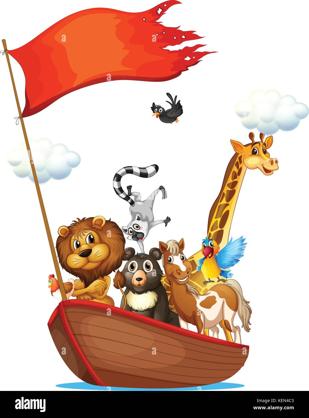 Illustration of many animals on a boat Stock Vector Image & Art - Alamy