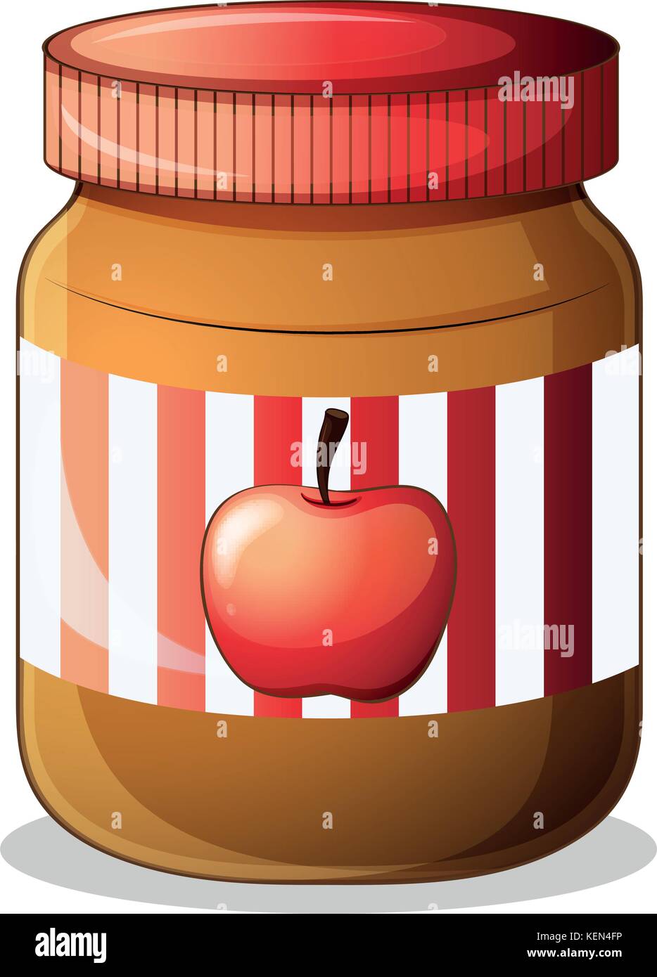 Illustration of a bottle of apple jam on a white background Stock ...