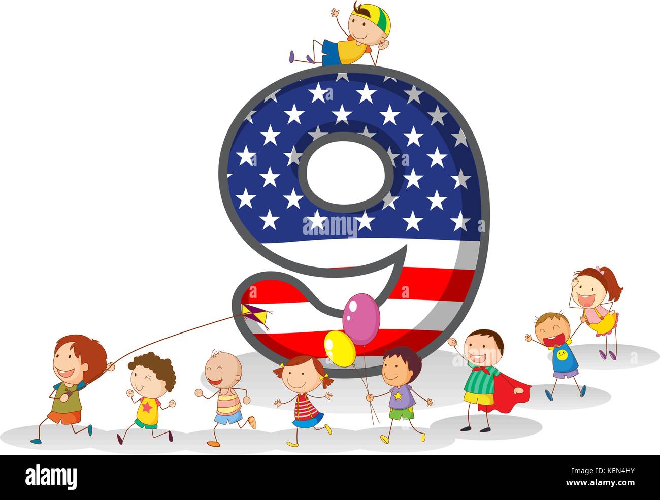 Illustration of a flashcard number nine Stock Vector Image & Art - Alamy