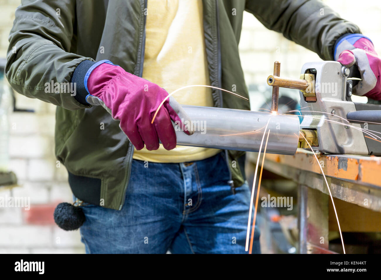 Experienced operator. Metalworking industry concept professional ...