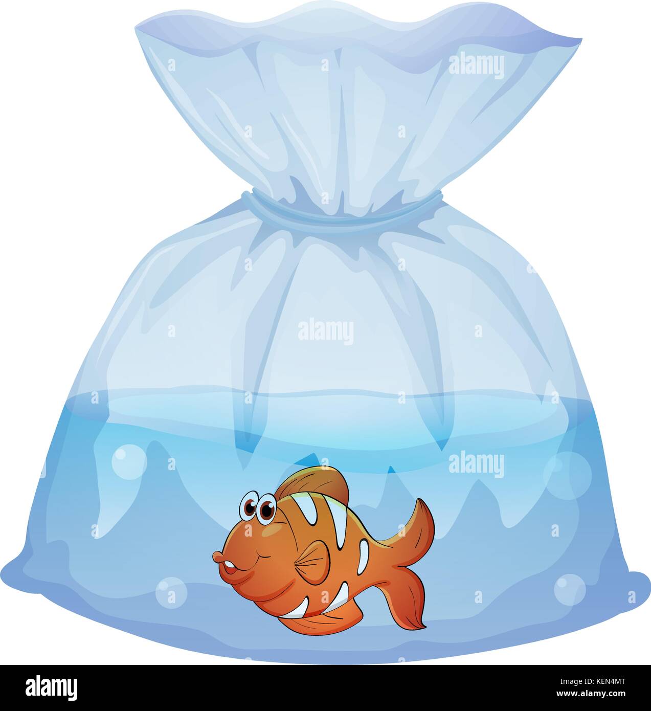 Illustration of a fish inside a pouch on a white background Stock ...