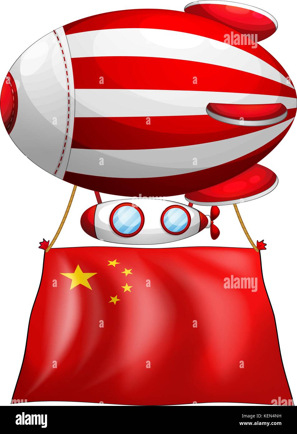 Illustration of a balloon with the Chinese flag on a white background ...