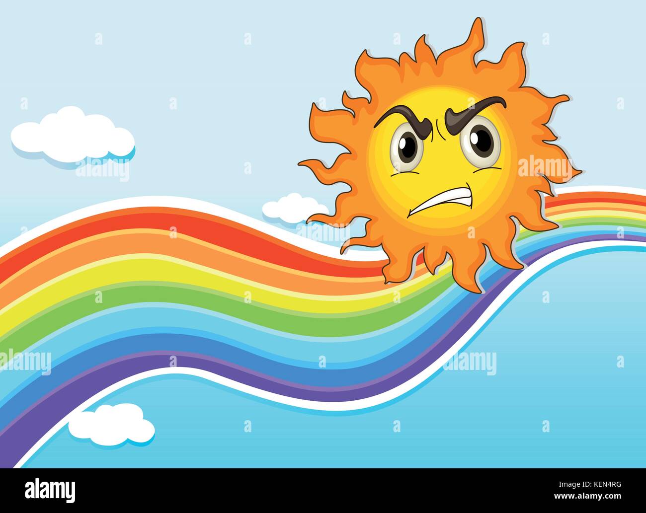 Illustration of a mad sun near the rainbow Stock Vector Image & Art - Alamy