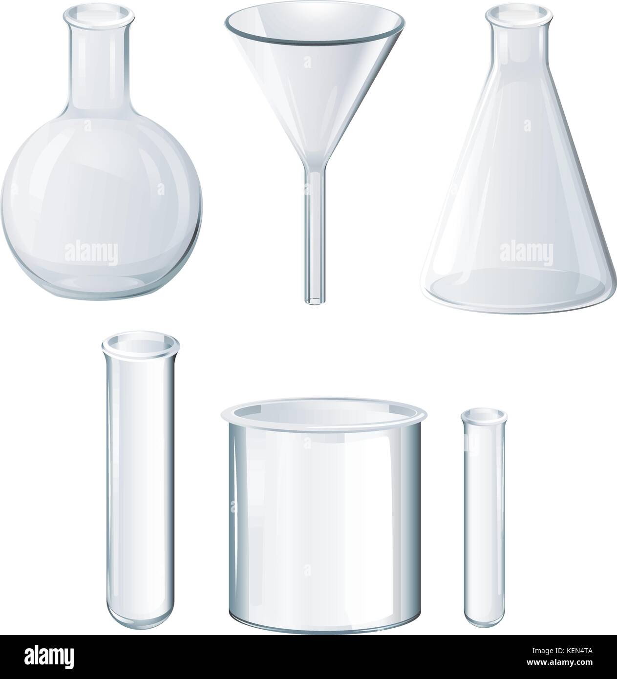 Illustration of the different laboratory equipments on a white ...