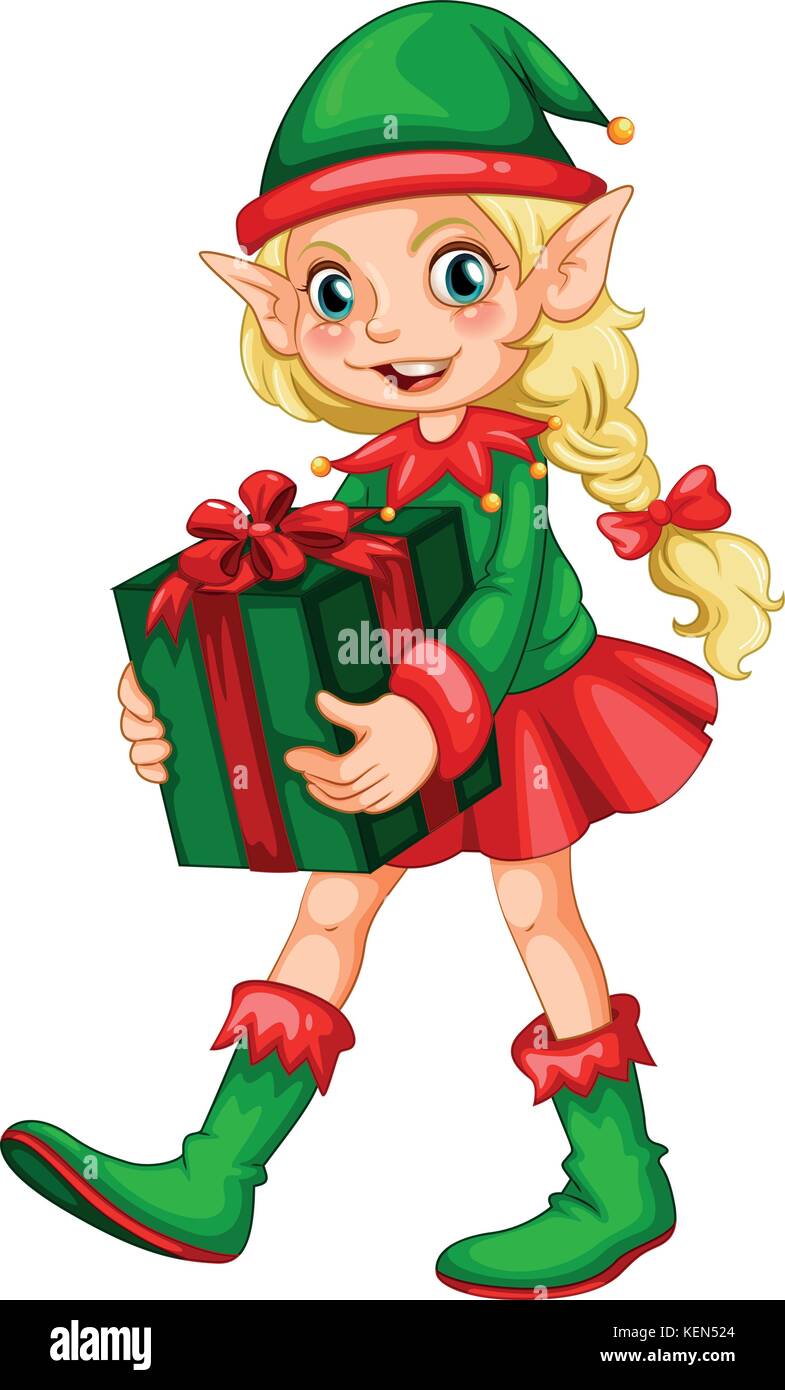 Illustration of an elf with a present Stock Vector Image & Art - Alamy