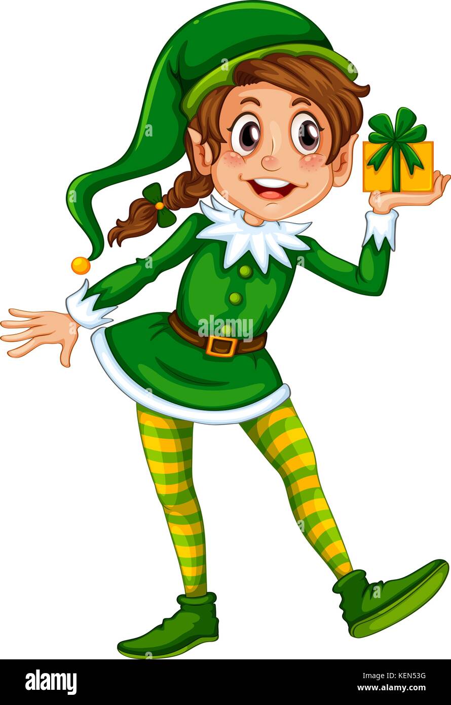 Illustration of an elf with a present Stock Vector Image & Art - Alamy