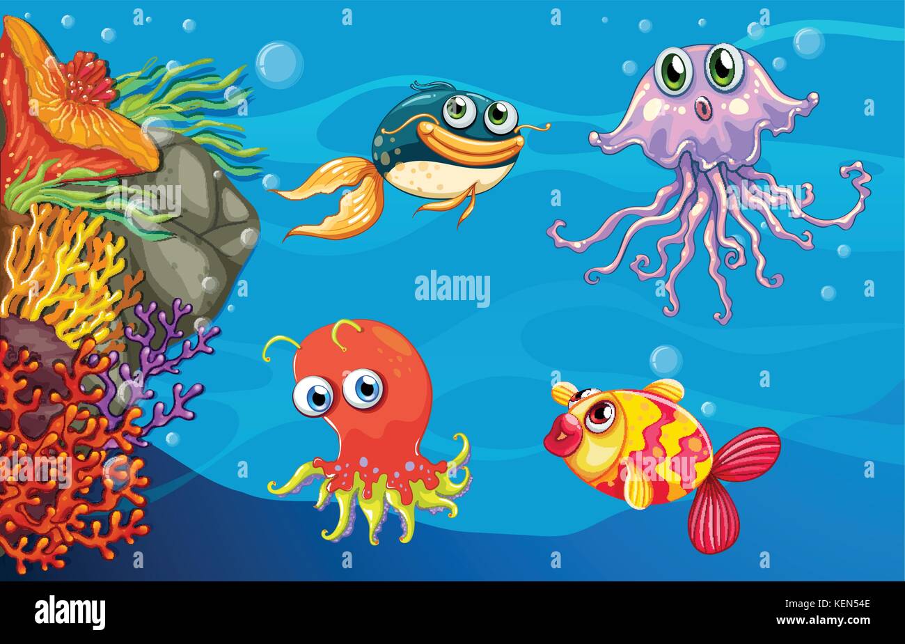 Yellow coral fish swimming Stock Vector Images - Alamy