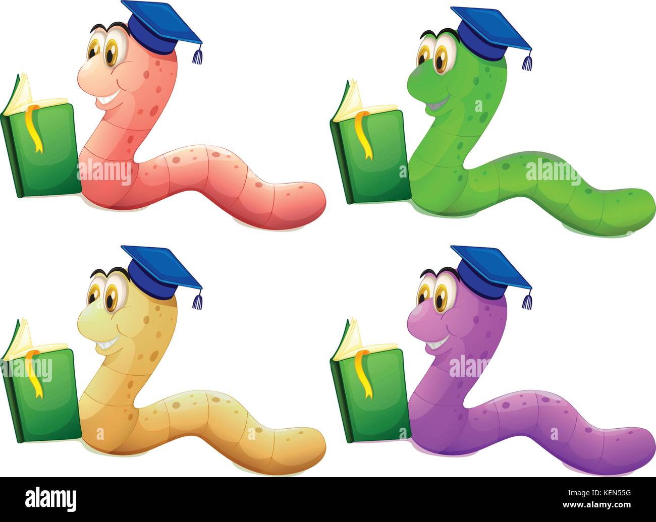 Illustration of the worms reading on a white background Stock Vector ...