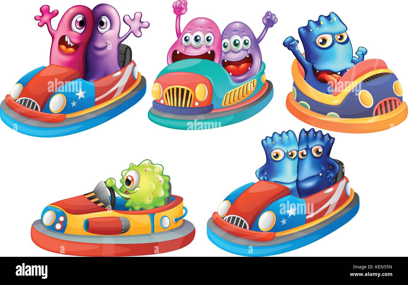 Illustration of monsters riding carts Stock Vector Image & Art - Alamy