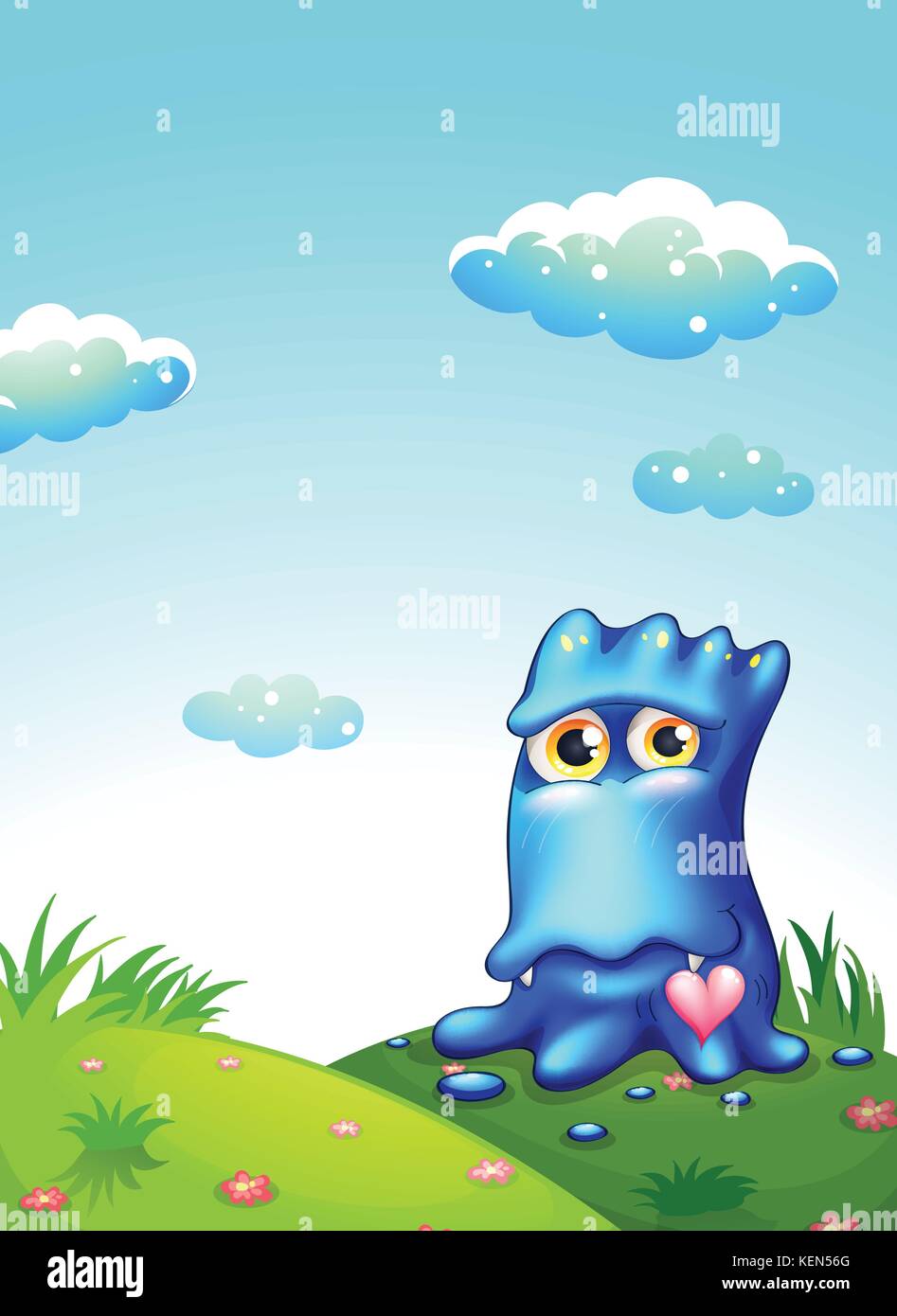 Illustration of a blue monster at the hilltop Stock Vector Image & Art ...