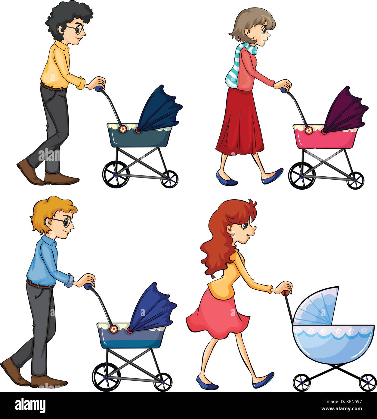 Cartoon illustration four women on hi-res stock photography and images ...