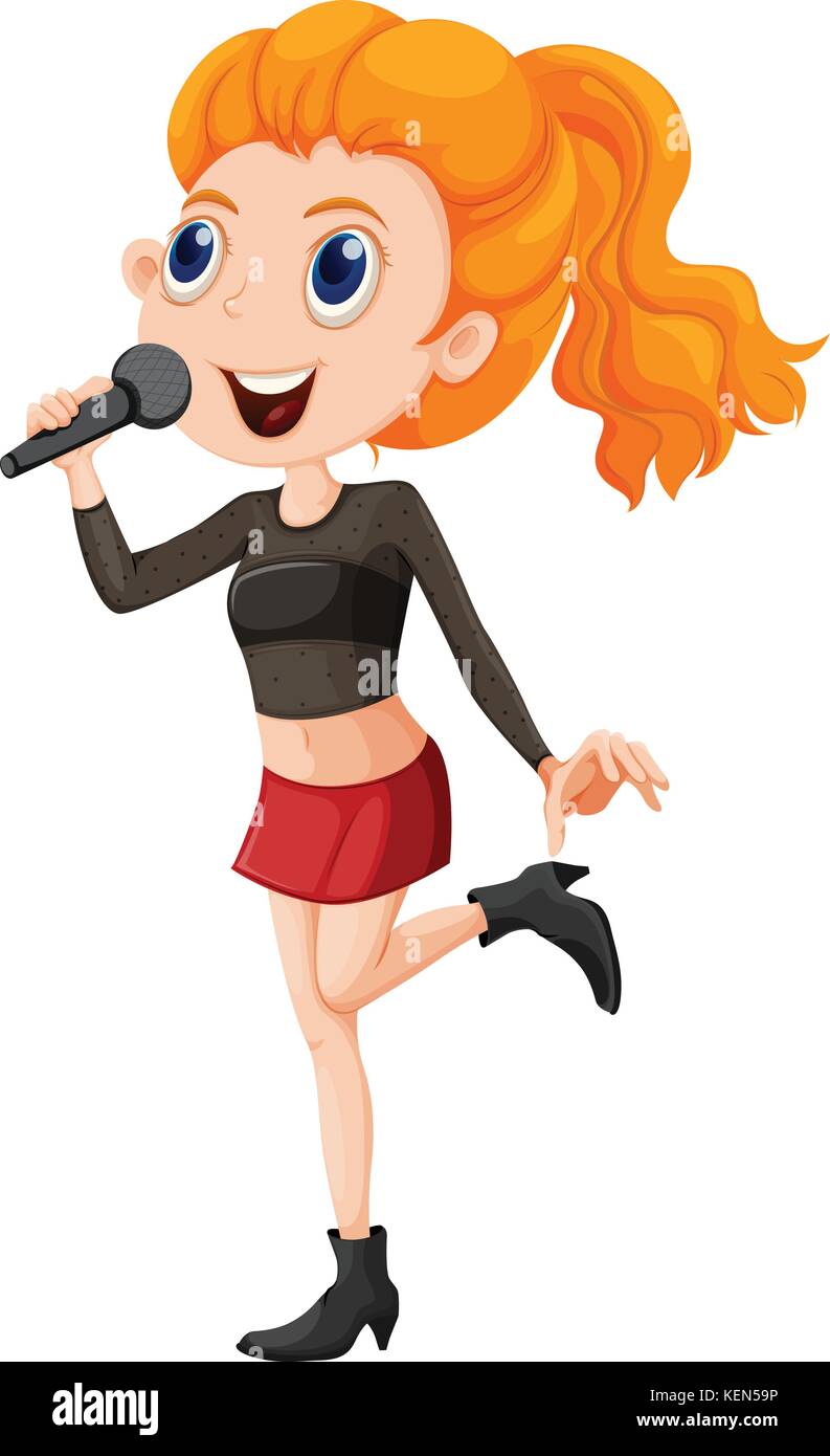 Illustration of a cute singer on a white background Stock Vector Image ...