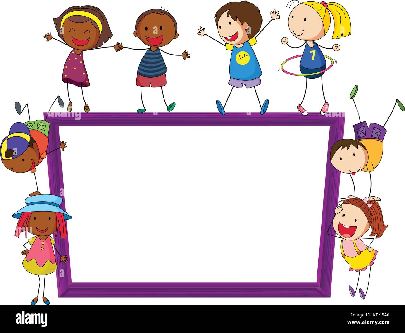 Illustration of kids playing around a frame Stock Vector Image & Art ...