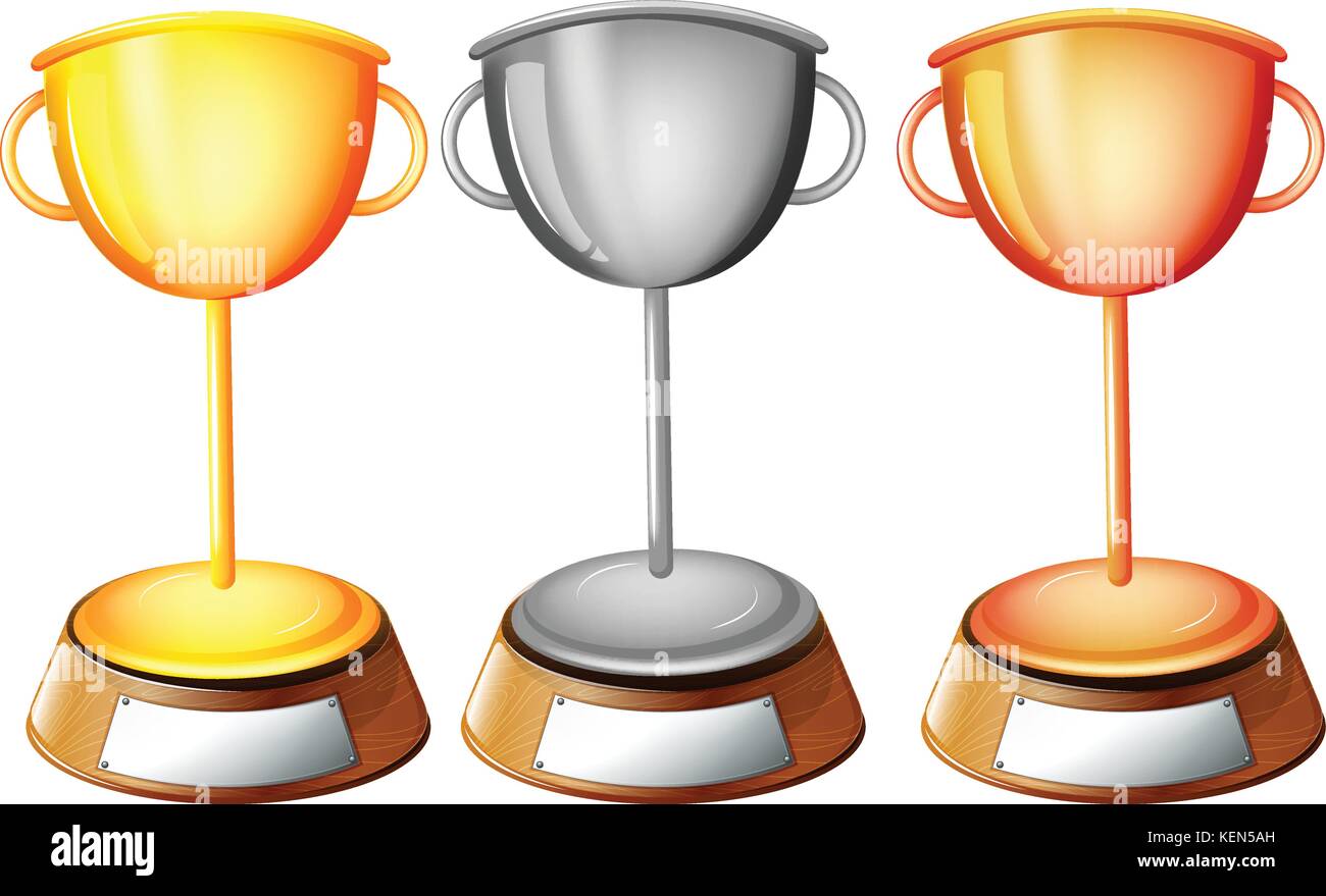 Illustration of the three trophies on a white background Stock Vector ...
