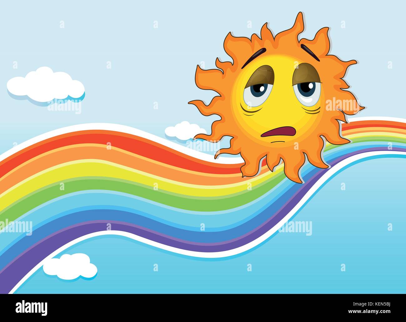 Illustration of a sad sun near the rainbow Stock Vector Image & Art - Alamy