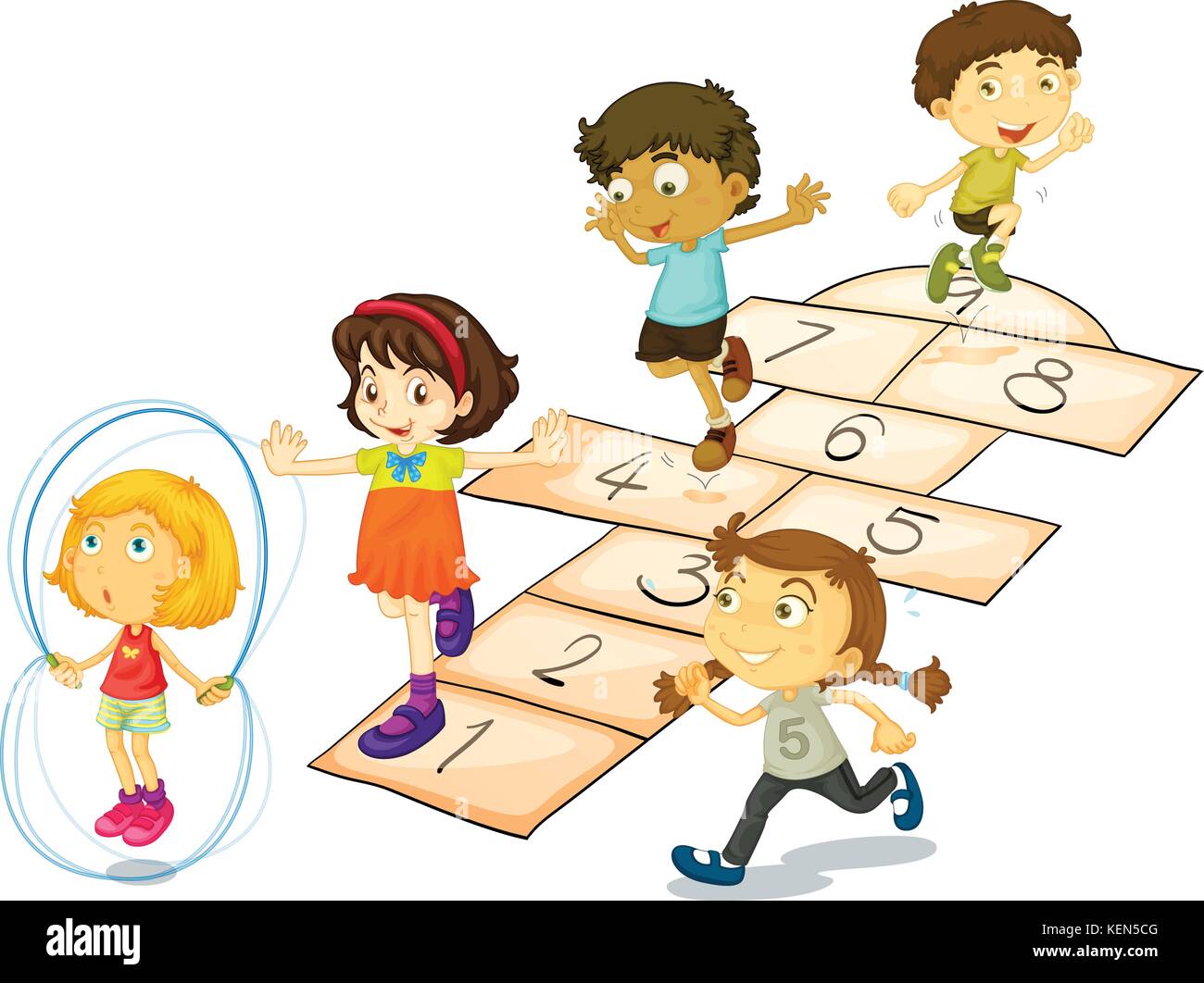 Illustration of many children playing hopscotch Stock Vector Image ...