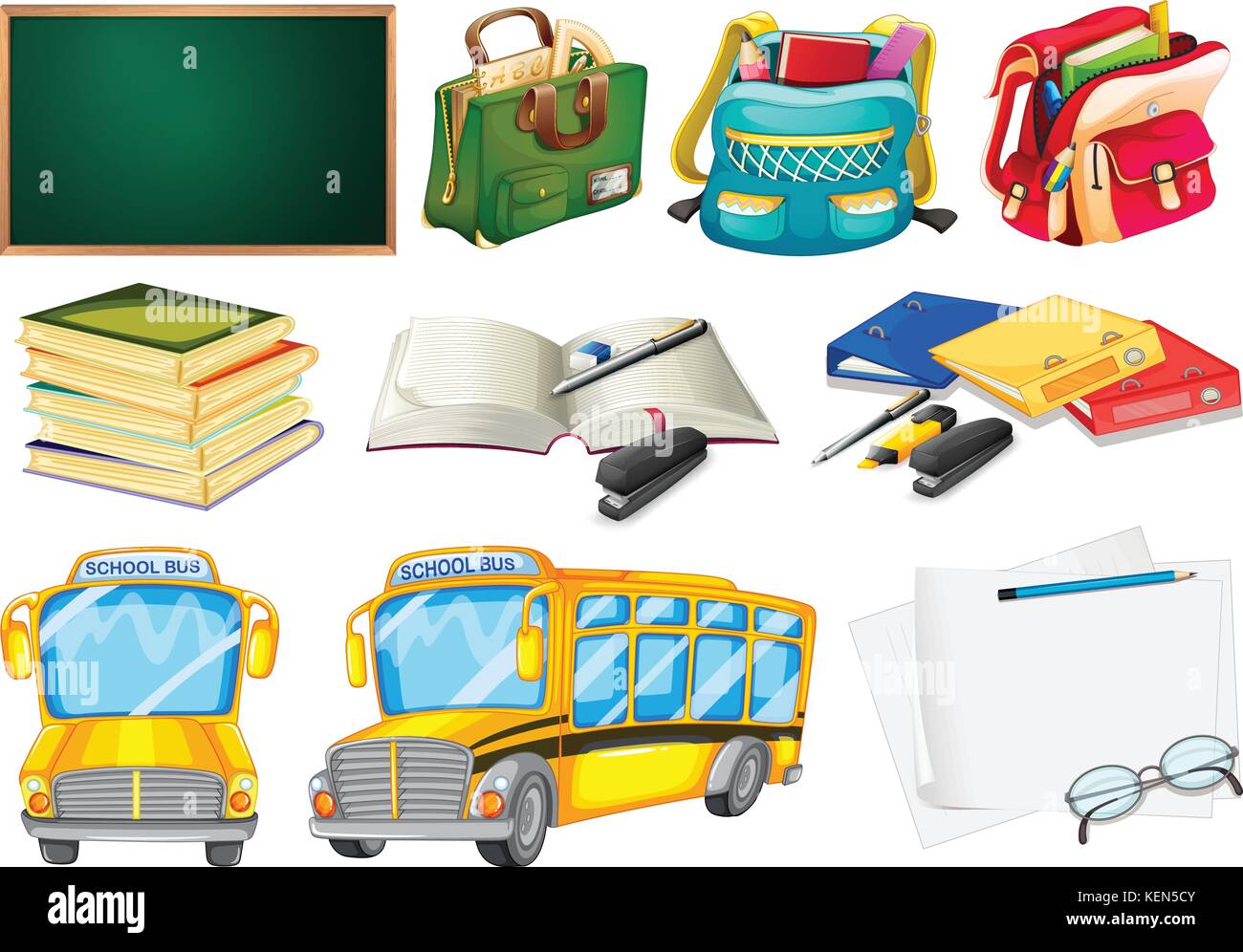 Sets of school supplies on a white background Stock Vector Image & Art ...