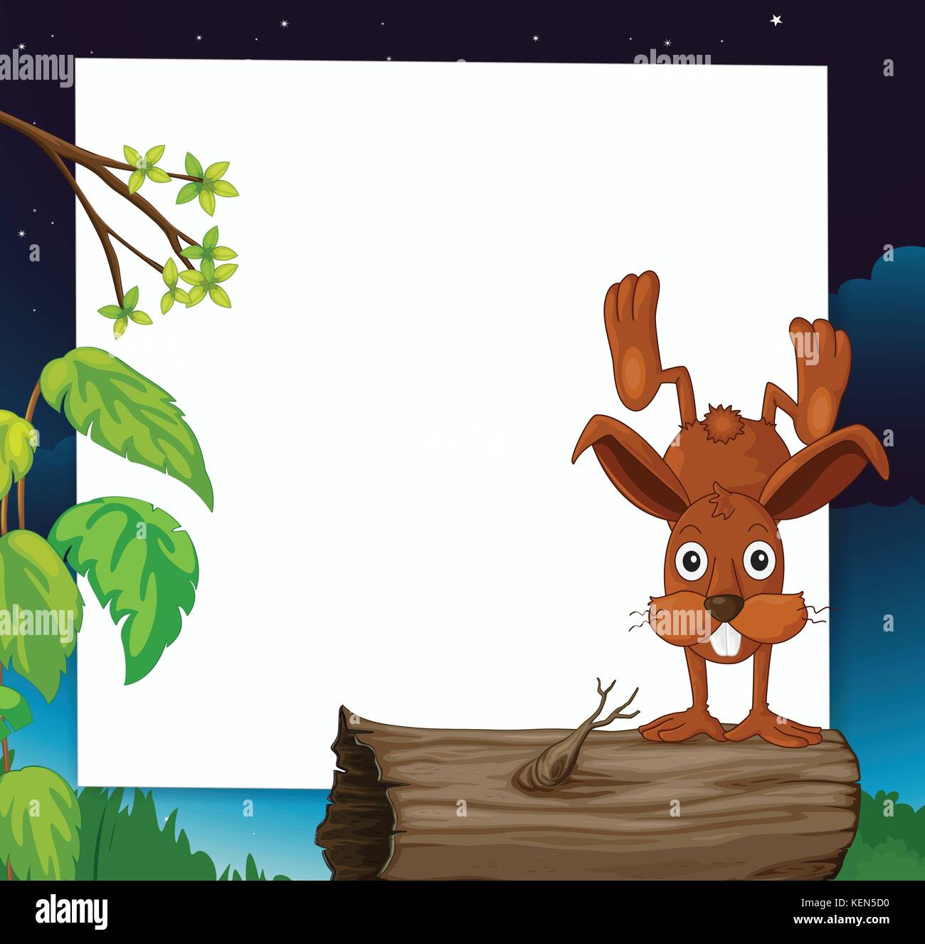 Illustration of a rabbit in the corner of a banner Stock Vector Image ...