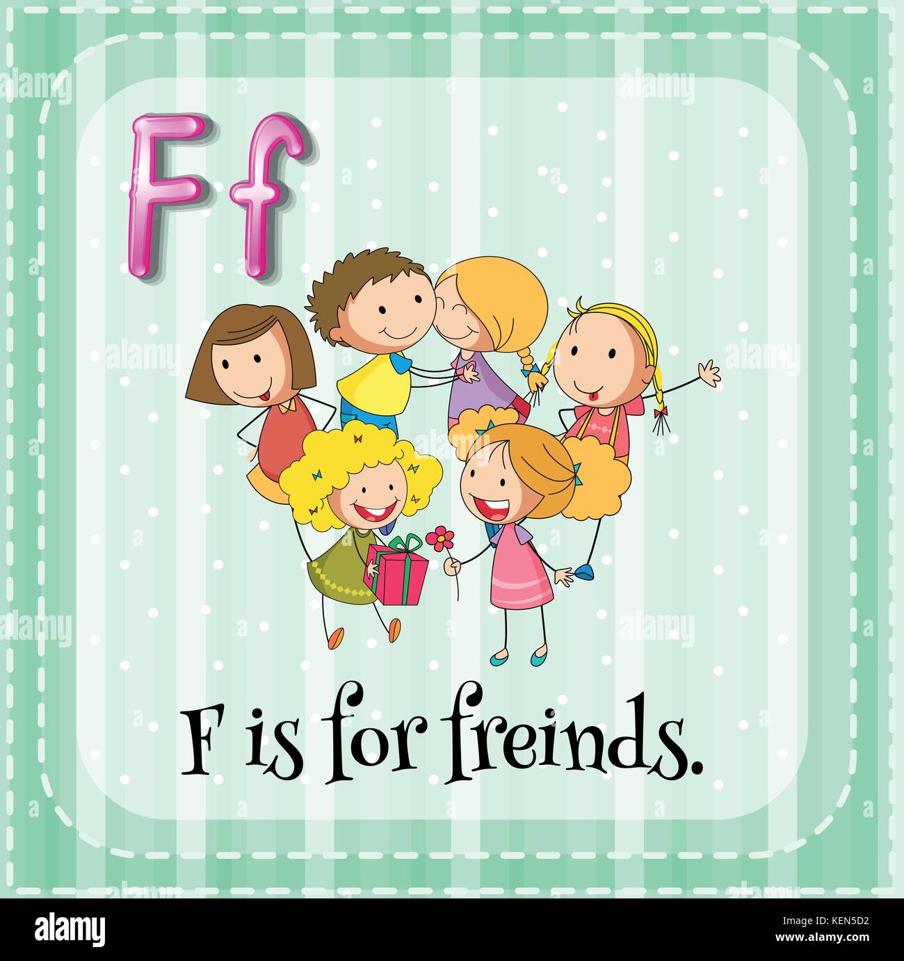 Illustration of a letter F is for friends Stock Vector Image & Art - Alamy