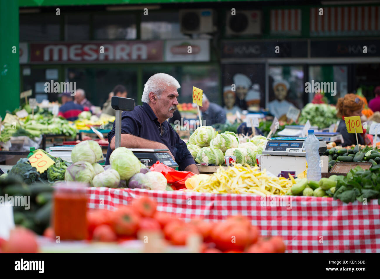 Selling fresh food farm produce fruits vegetables hi-res stock ...