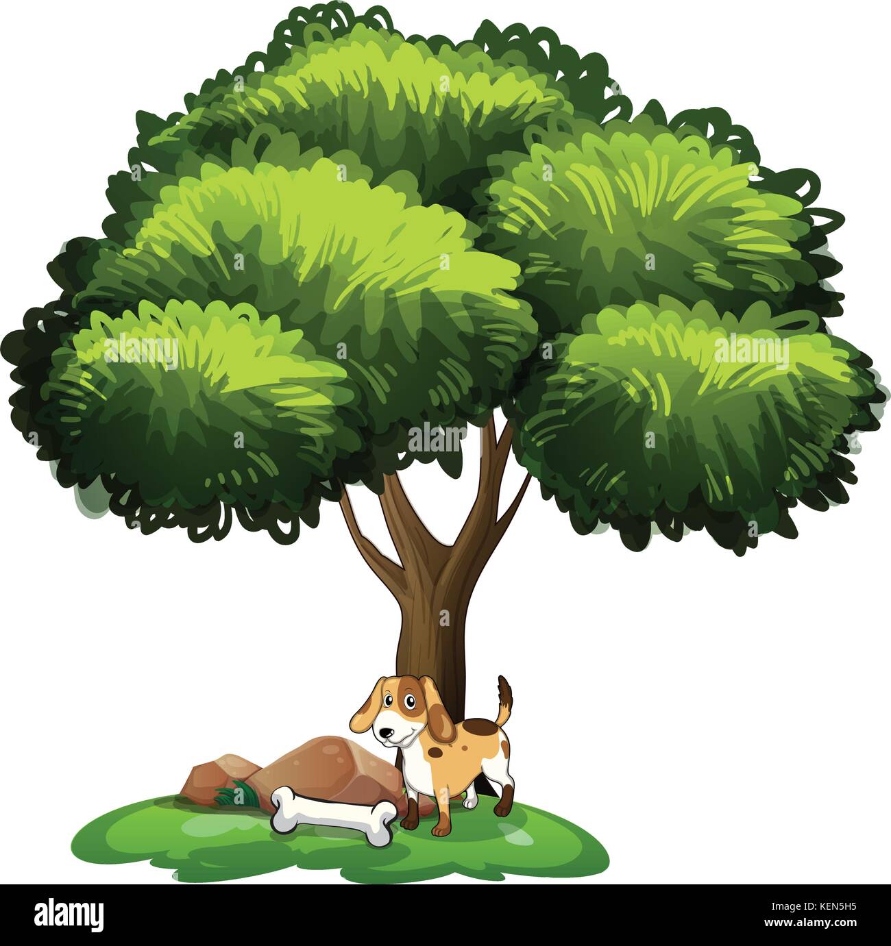 Illustration of a dog standing under a tree Stock Vector Image & Art ...