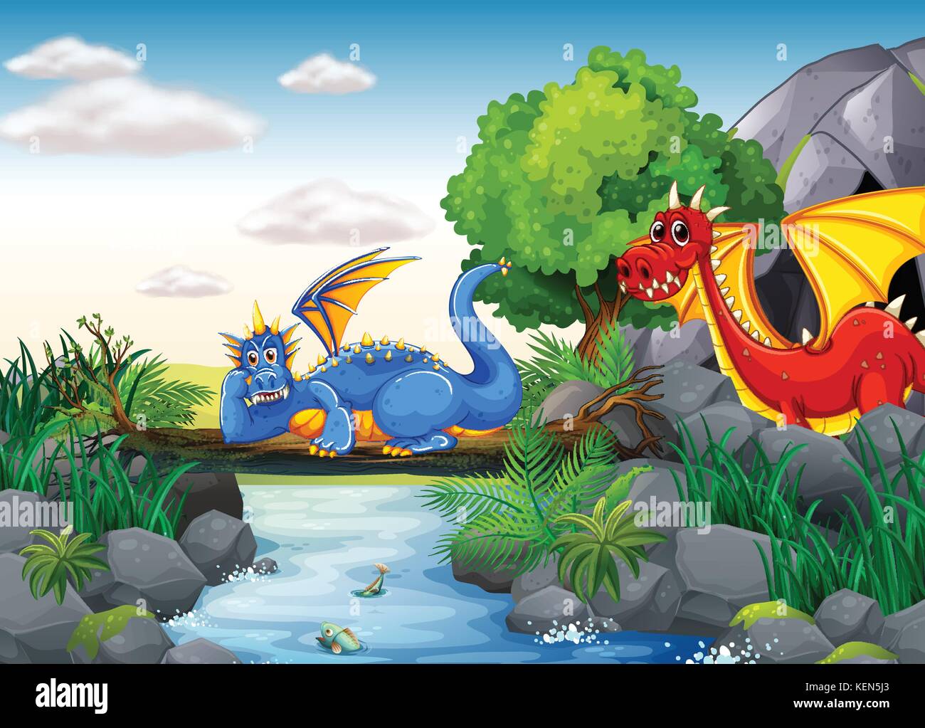 Two dragons out in the nature Stock Vector Image & Art - Alamy