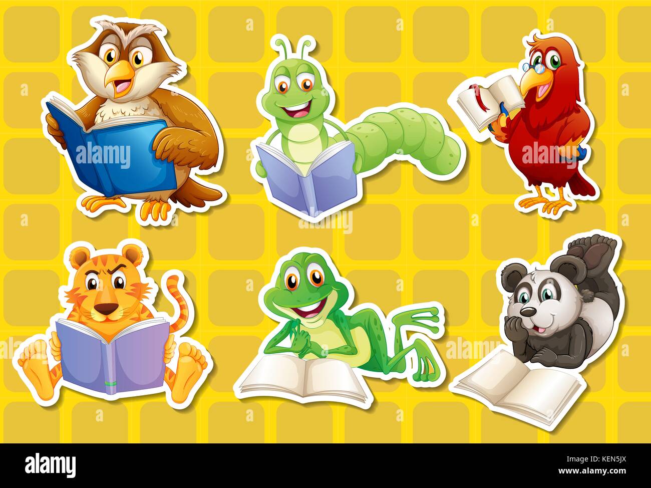 Illustration of many animals reading books Stock Vector Image & Art - Alamy