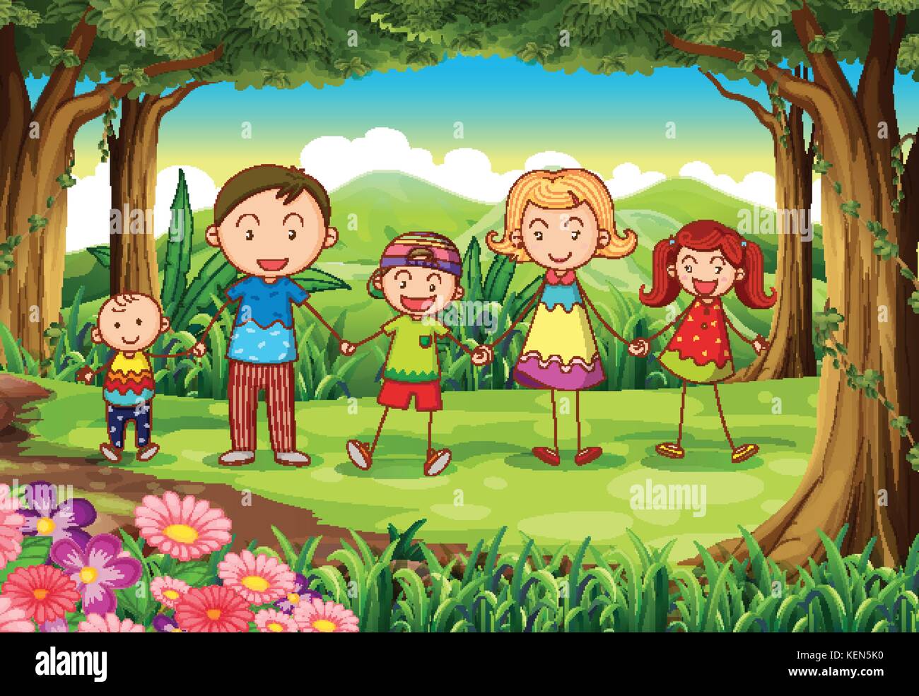 Illustration of a family at the jungle Stock Vector Image & Art - Alamy