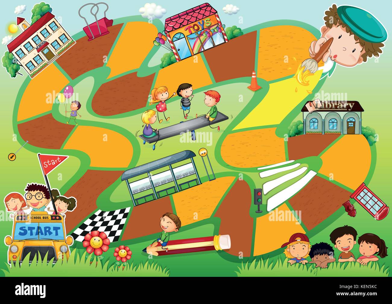 Kids play board games Stock Vector Images - Alamy