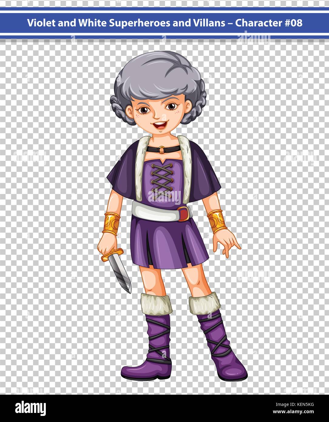 Illustration of a female violet and white superhero Stock Vector Image ...