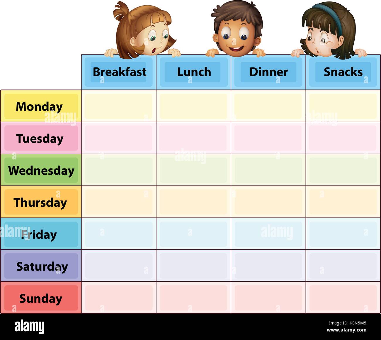 Illustration of a timetable of eating time Stock Vector Image & Art - Alamy