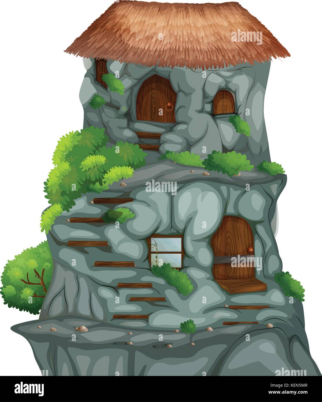 Illustration of cave houses on a clift Stock Vector Image & Art - Alamy