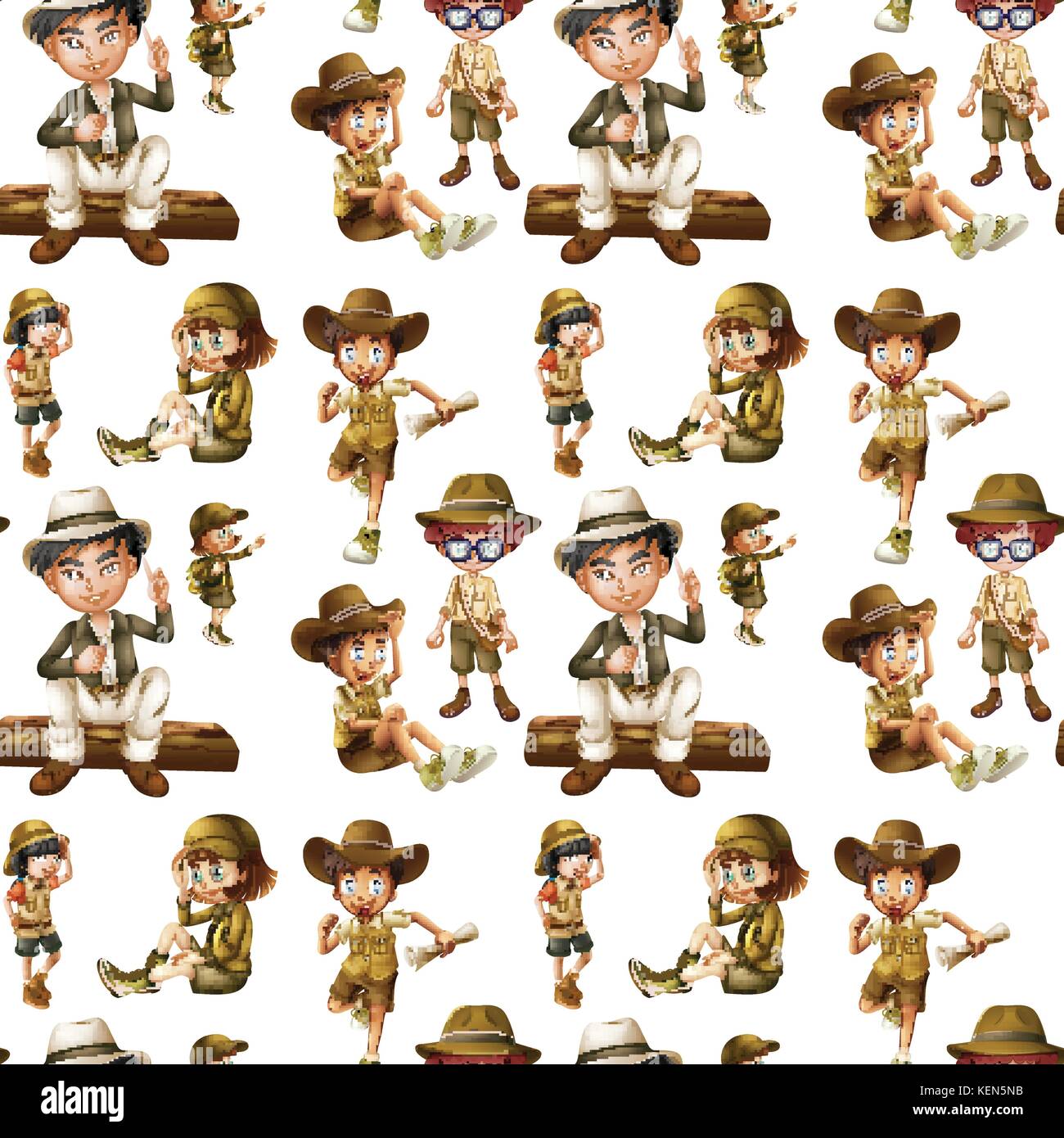 Illustration of the adventurous people on a white background Stock ...