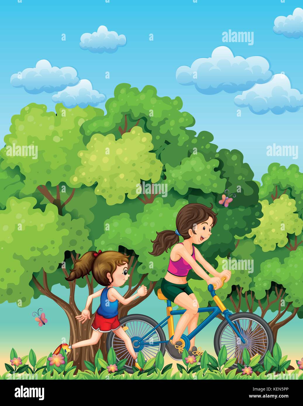 Illustration Of A Mother And Daughter Exercising Stock Vector Image