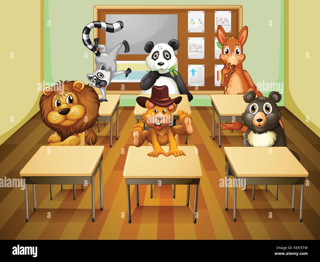 Illustration of many animals in a classroom Stock Vector Image & Art ...