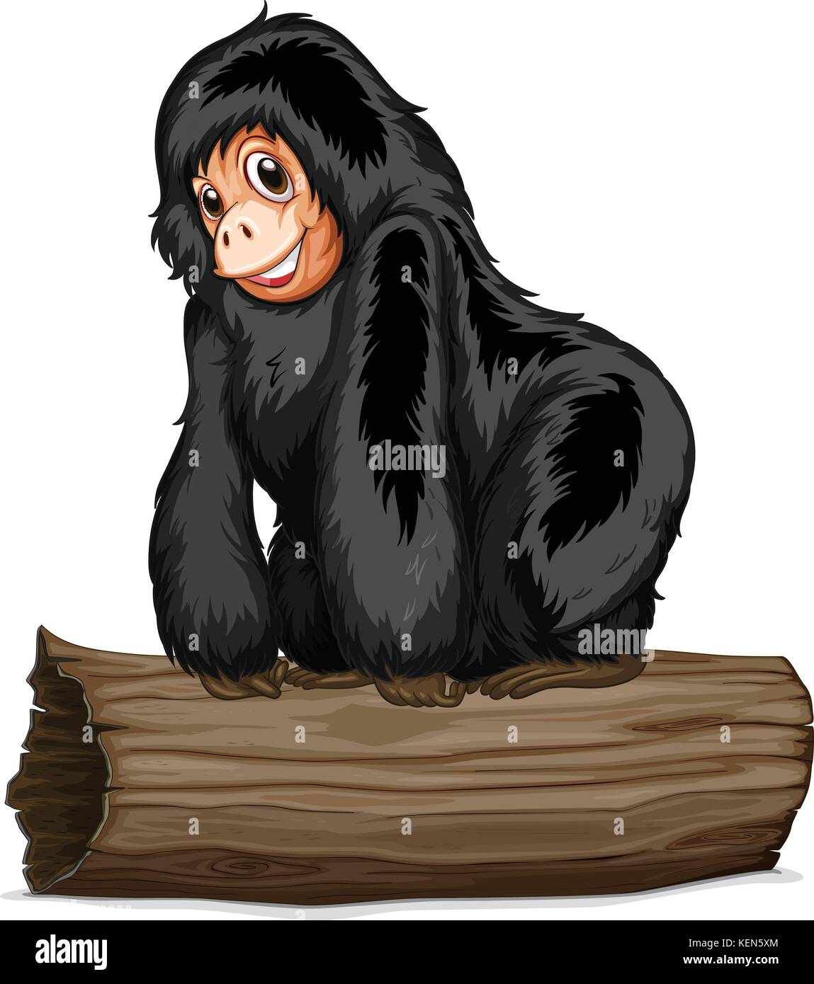 Illustration of a chimpanzee on a log Stock Vector Image & Art - Alamy